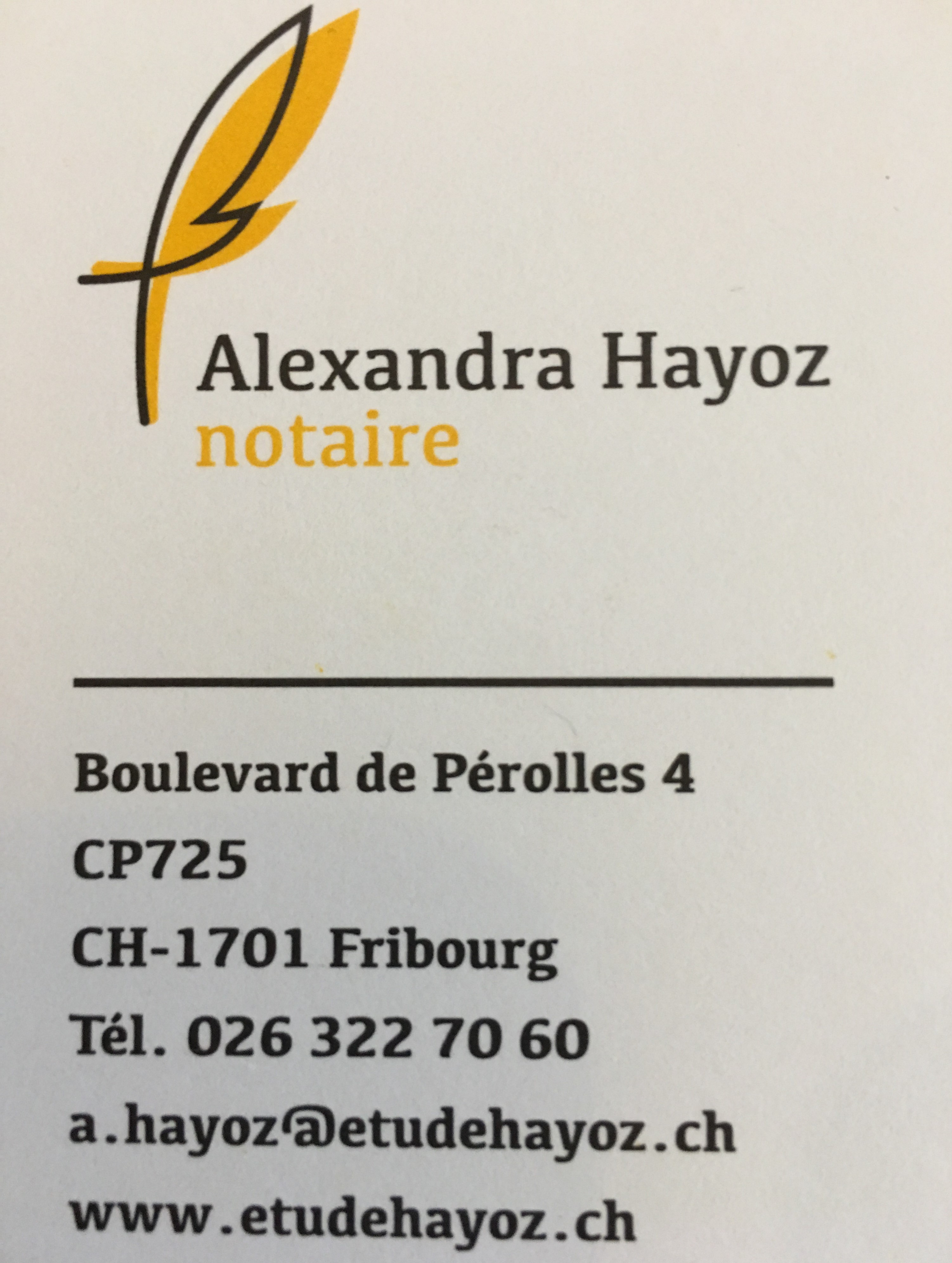 Hayoz Alexandra Notaire à Fribourg - Heures d'ouverture | Adresse ...